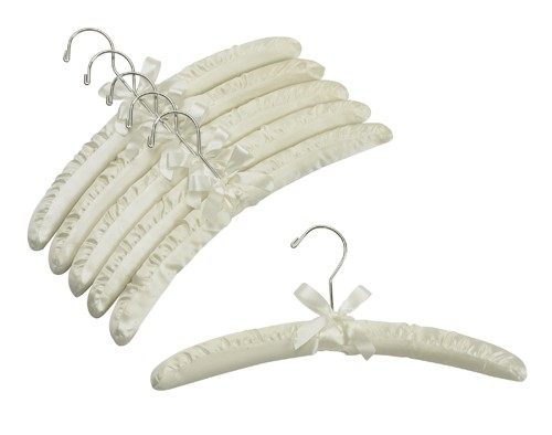 Ivory Satin Padded Hangers with chrome hook
